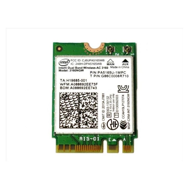 M.2 Wifi AC Dual-Band 2,4 & 5Ghz 433Mbit/s WLAN+Bluetooth 4.0 M.2 Card ...